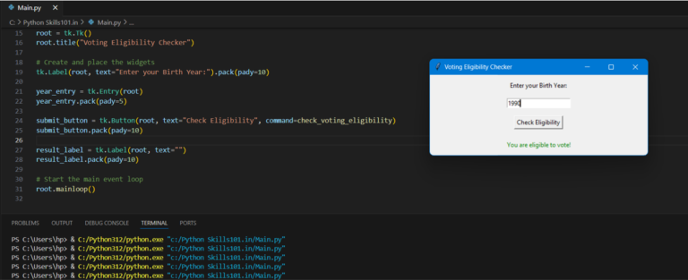 Voting Eligibility Program in Python – Skill101